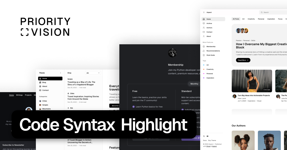 Code Syntax Highlight | Aspect Theme Documentation | Priority Vision Code Syntax Highlight | Aspect Theme Documentation | Priority Vision